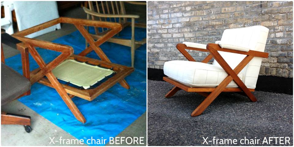 X-frame chair restoration transformation - MidModMen+friends